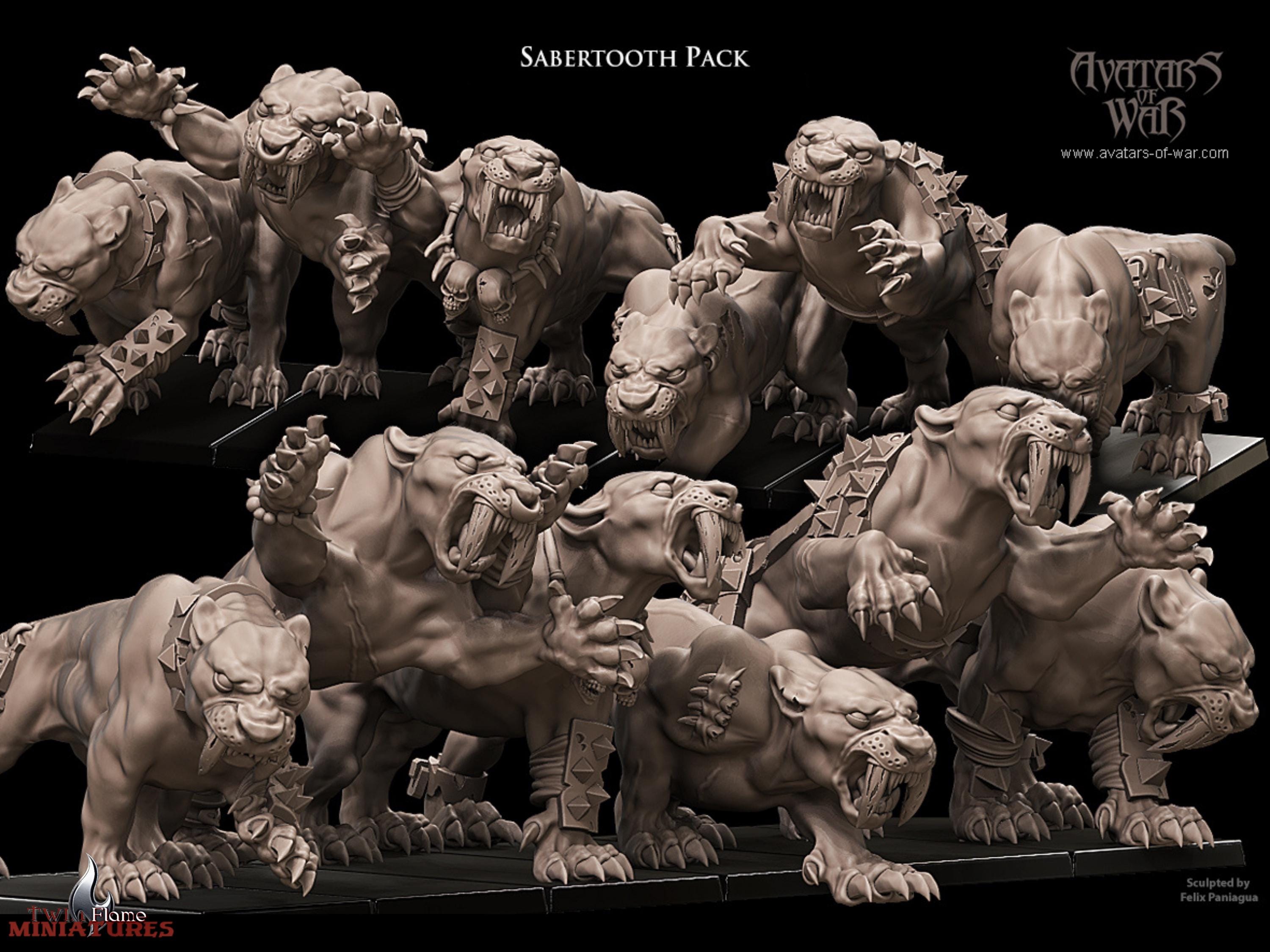 Sabertooth Beast Pack | Tribal Monster Allies & Predators – Twin Flame ...