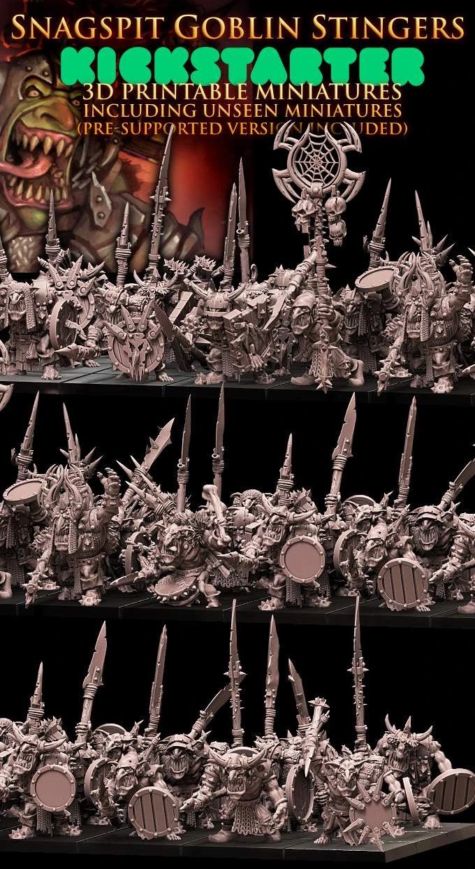 Snagspit Goblin Stingers Battle-Ready Regiment (33 Goblin Spearmen ...